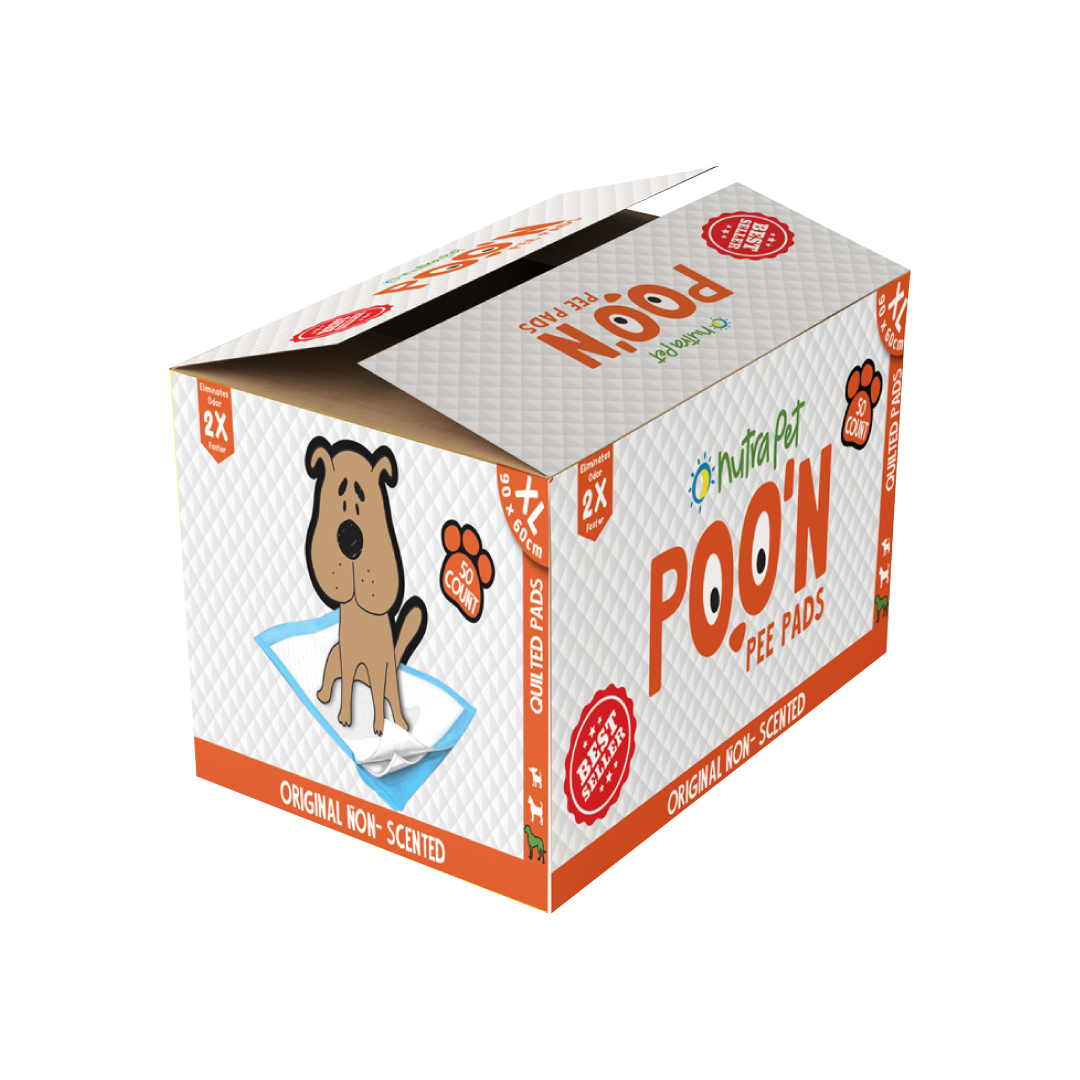 NutraPet Poo N Pee Pads Original 60 Cms X 60 Cms 5 X Absorption With Floor Mat Stickers - 50 ...